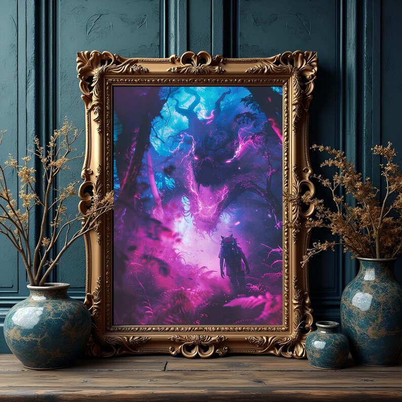 Retro 80s Fantasy Sci-fi Monster Poster, Gothic Spooky Horror Creature ...