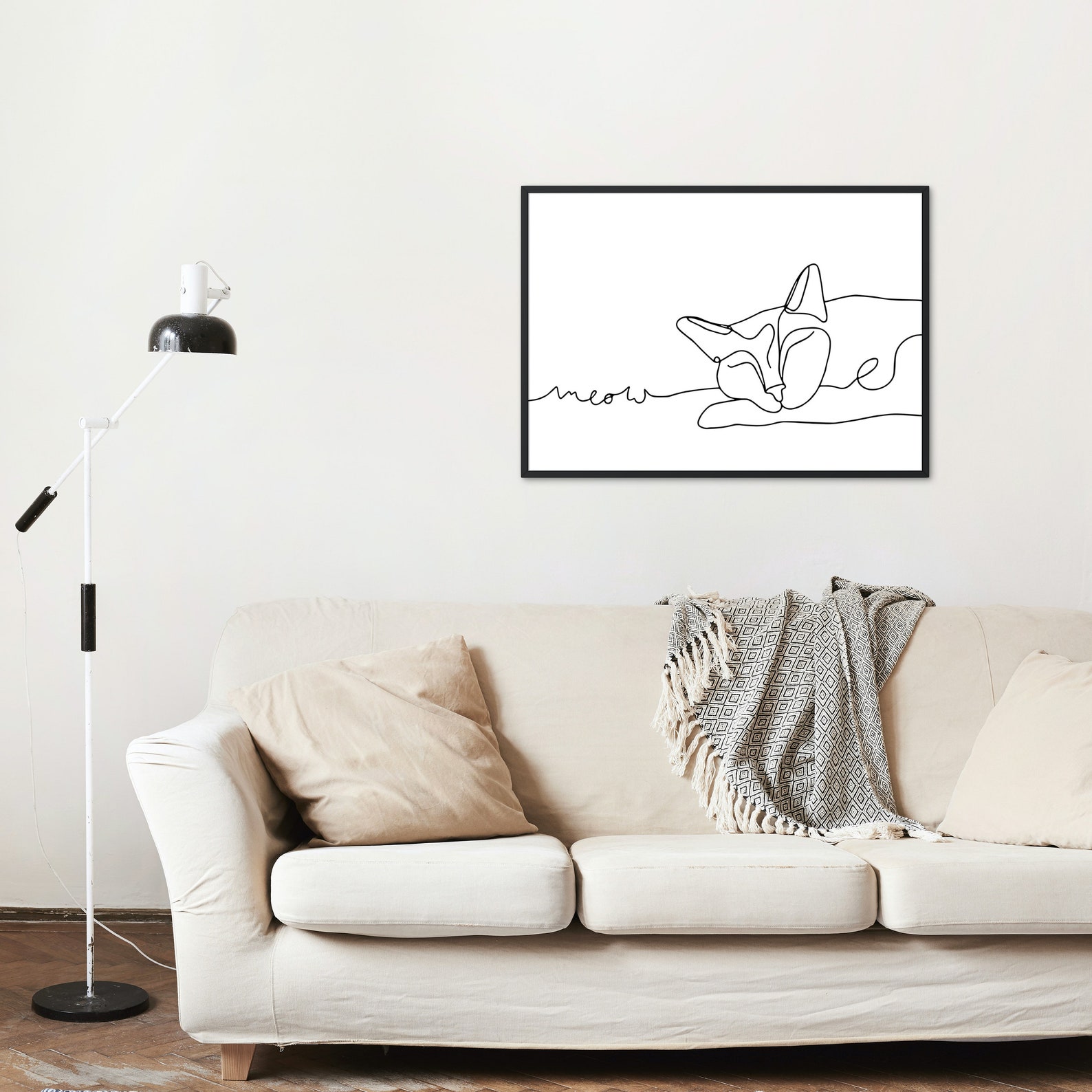 Digital Cat Lineart Print | Digital Cat Print | Cat Lineart Digital ...