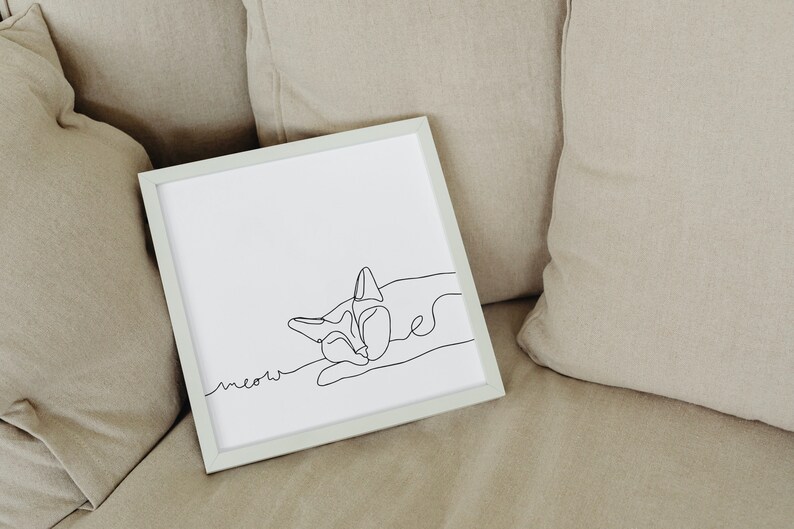 Digital Cat Lineart Print | Digital Cat Print | Cat Lineart Digital ...