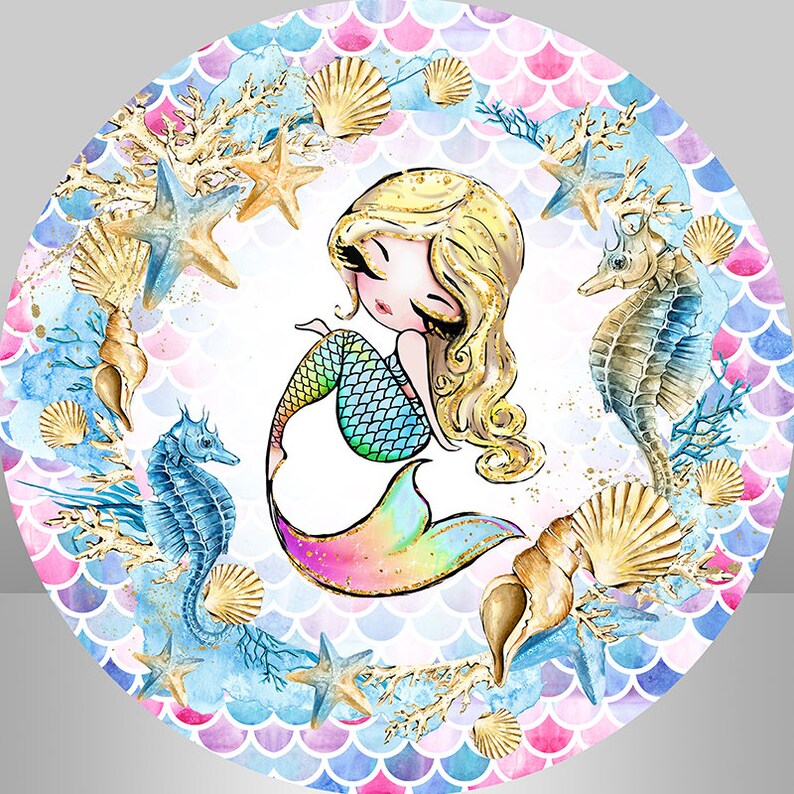 Little Mermaid Round Backdropbaby Girl 1st Birthday - Etsy