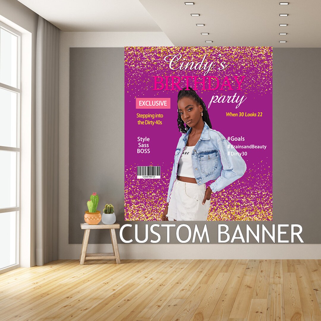 Custom Vogue Magazine Cover Birthday Backdrop Banner - Etsy