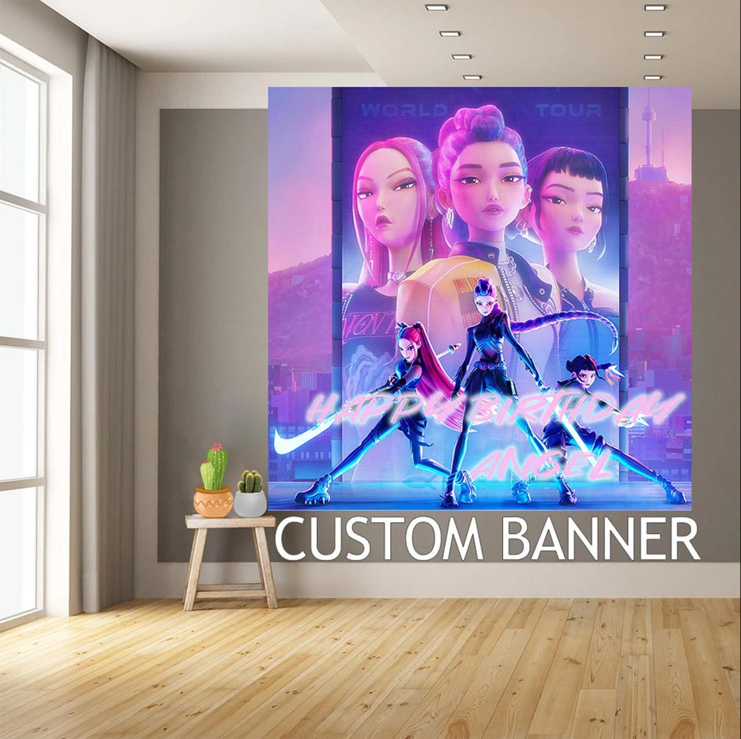 Kpop Demon Hunter Birthday Backdrop, Kpop Anime Party Decor, Kpop ...