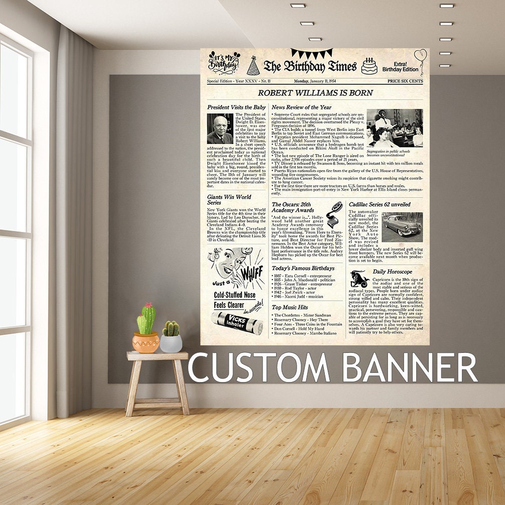 Personalized Newspaper Front Page With Real Events and News of - Etsy