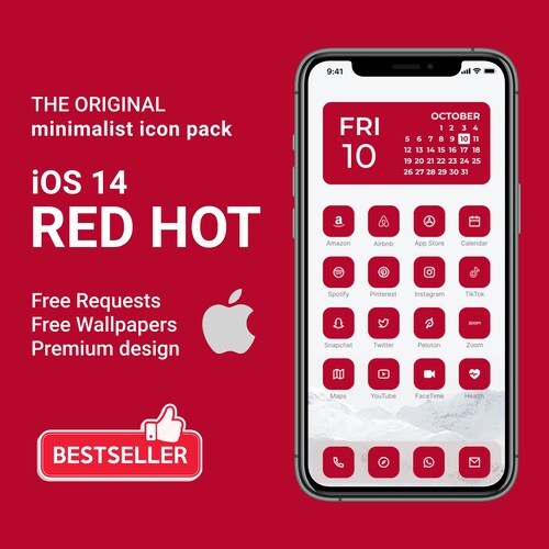 Red App Icons Ios Minimalist Iphone Pack includes 400 App - Etsy