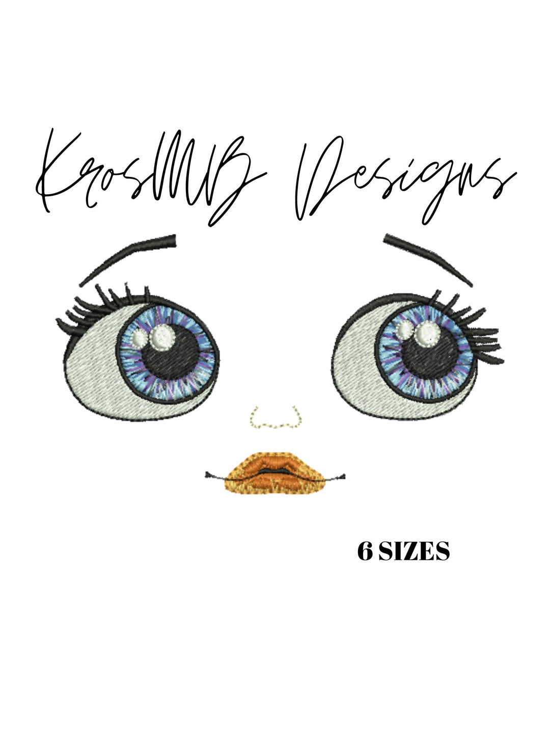 Doll Face Embroidery Design 4"x4",6"x6" Hoop - Etsy