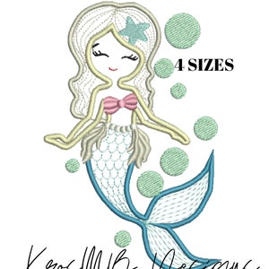 Mermaid Birthday Applique Embroidery Design (digital Download) - Etsy