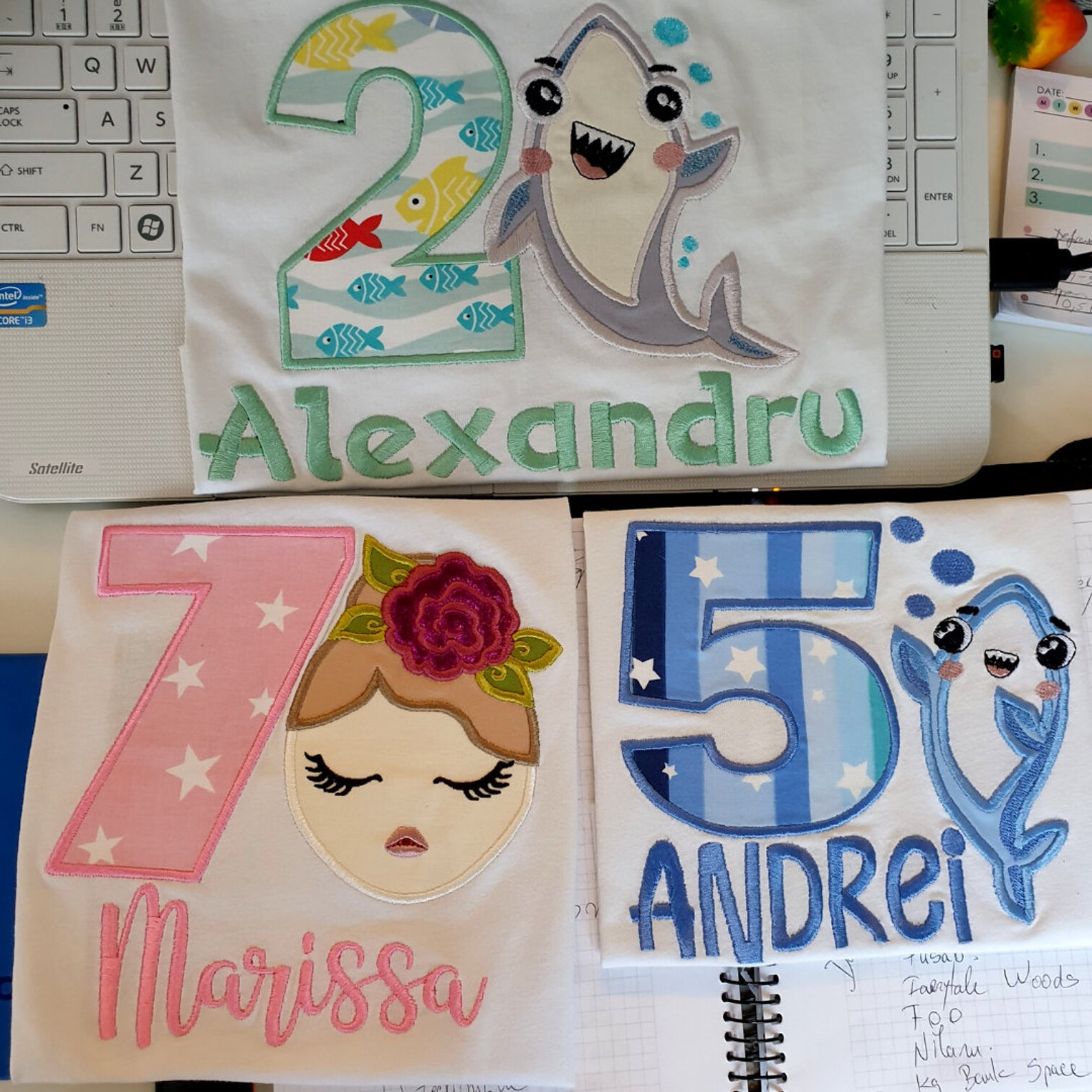 Baby Shark Number 1-9 Applique Machine Embroidery Design | Etsy