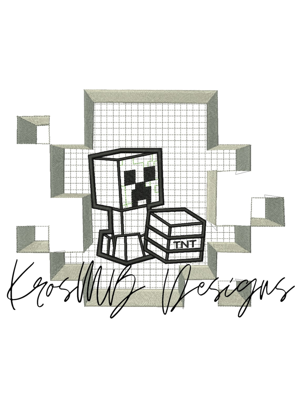 Creep Applique Embroidery Design,20x30cm Hoop, Minecraft Embroidery ...