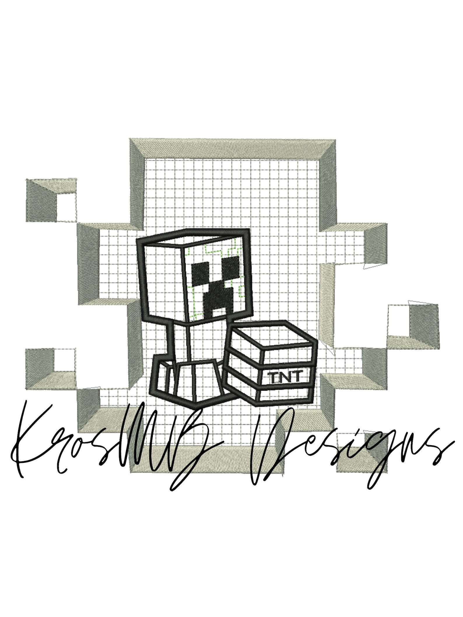 Creep Applique Embroidery Design,20x30cm Hoop, Minecraft Embroidery ...