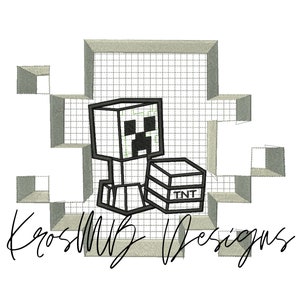 Creep Applique Embroidery Design,20x30cm Hoop, Minecraft Embroidery ...