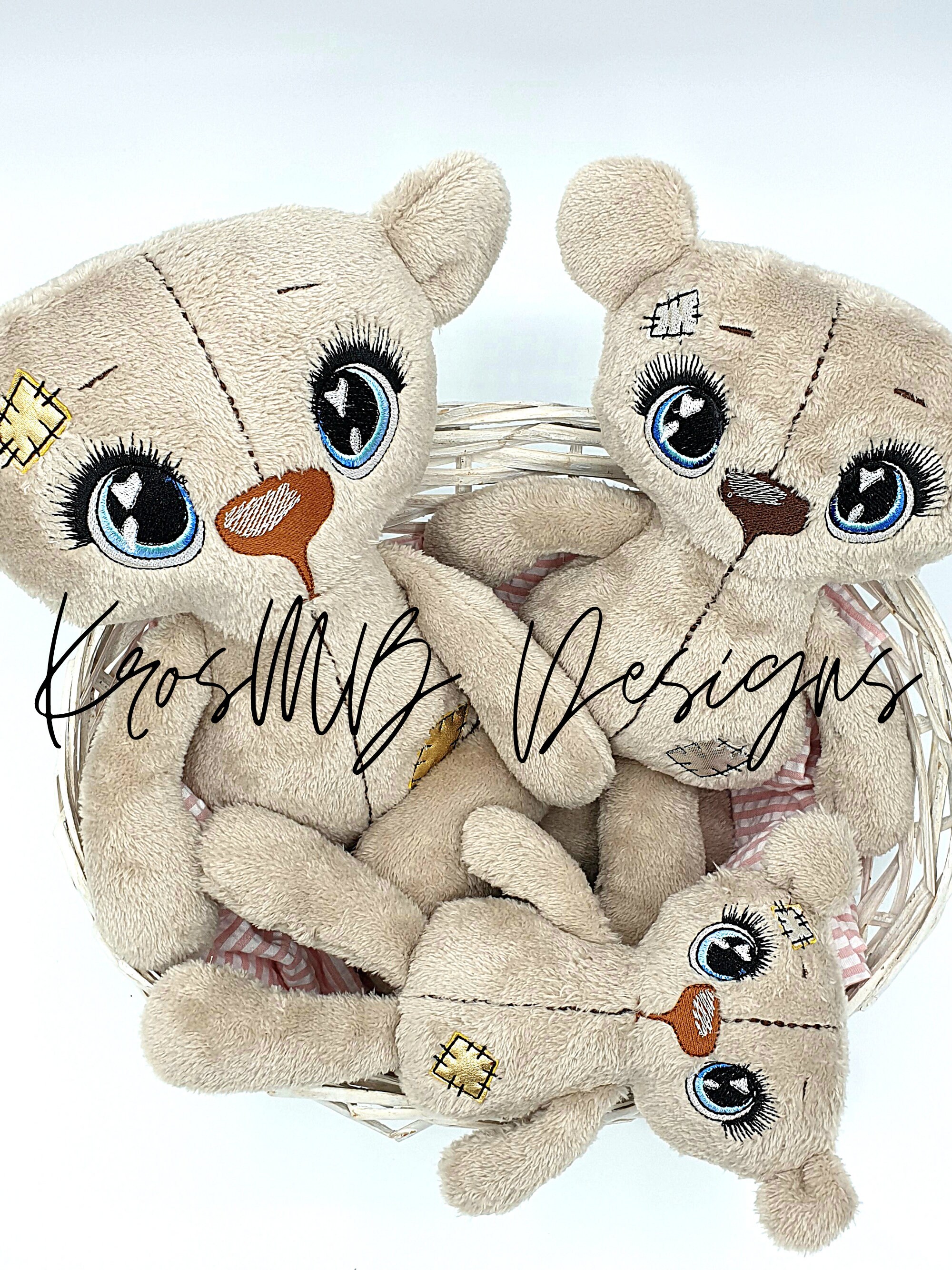 ITH in the hoop embroidery file Teddy bear big eye doll 3 | Etsy