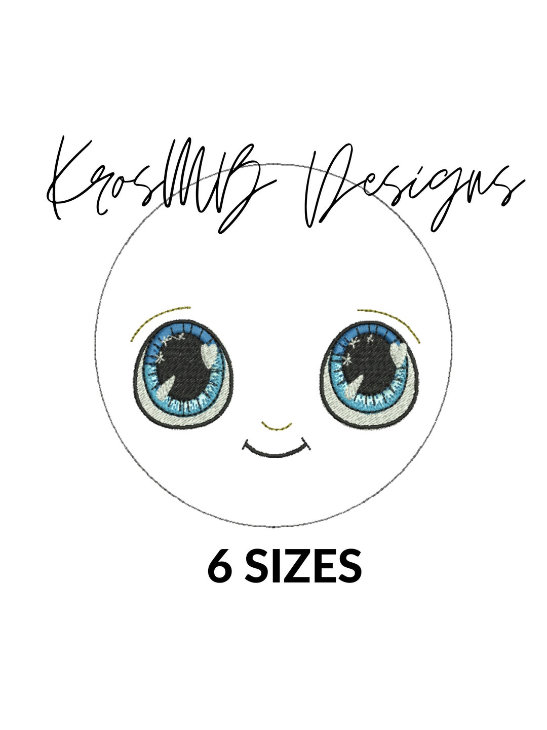 Boy Doll Face Embroidery Design: 4x4, 6x6 Hoop (digital Download) - Etsy