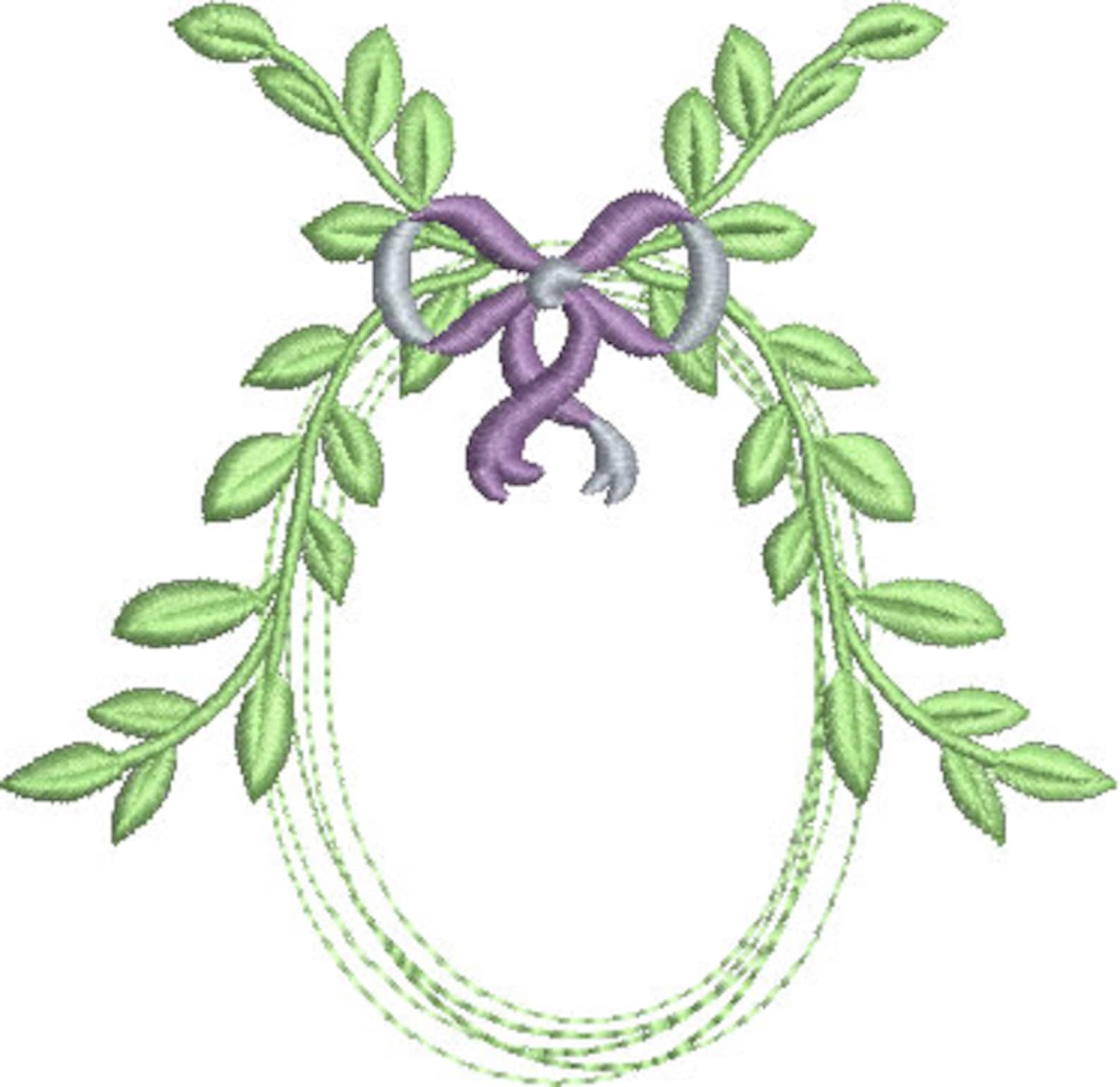 Leaf and Bow Wreath Embroidery Design - Etsy