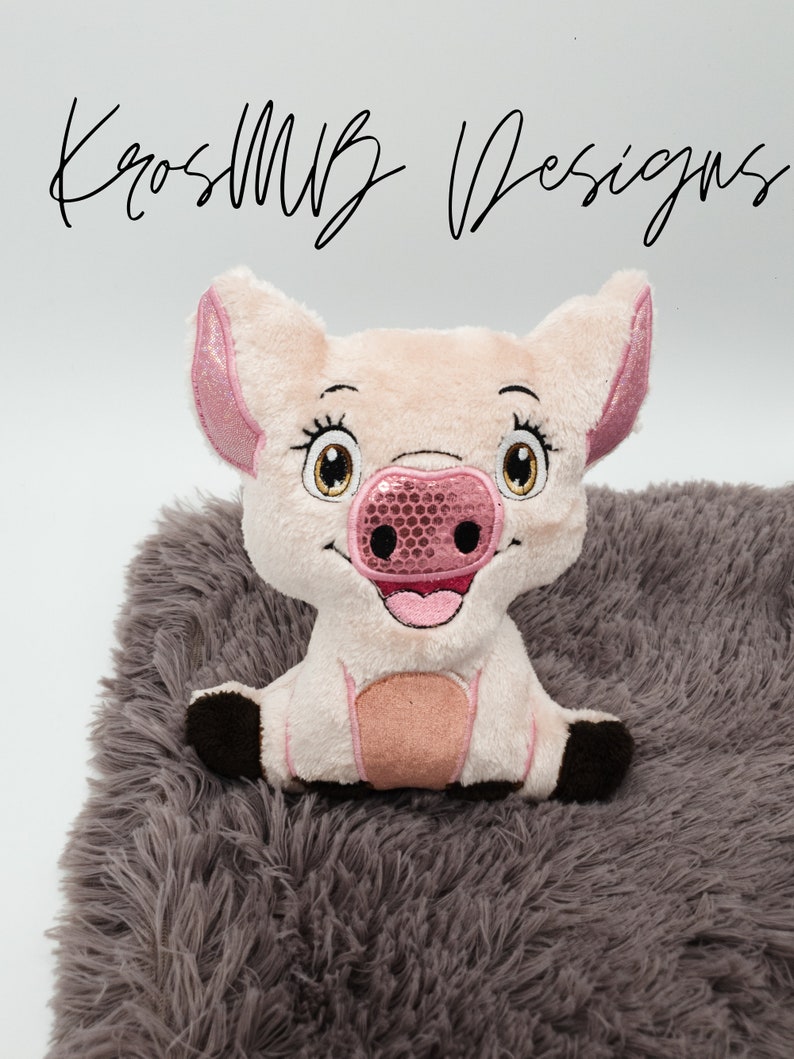 ITH Pig Stuffed Toy 4 SIZES Plushie Machine Embroidery - Etsy