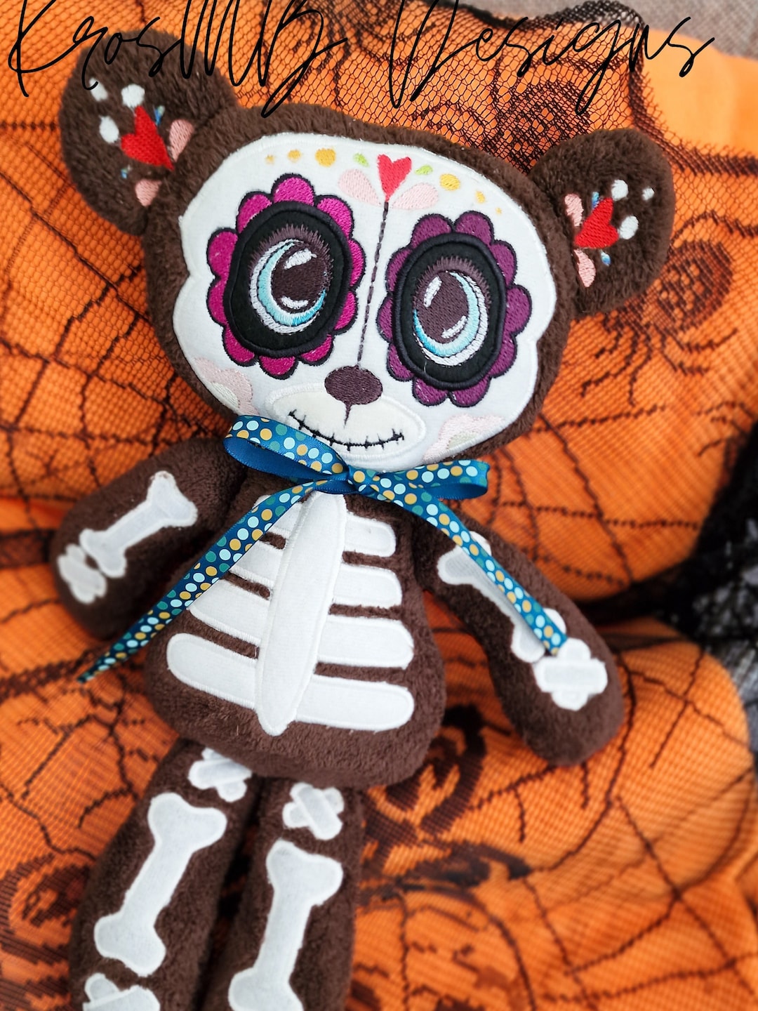 Sugar Skull Teddy Bear ITH Machine Embroidery Design (6x10, 8x12) - Etsy