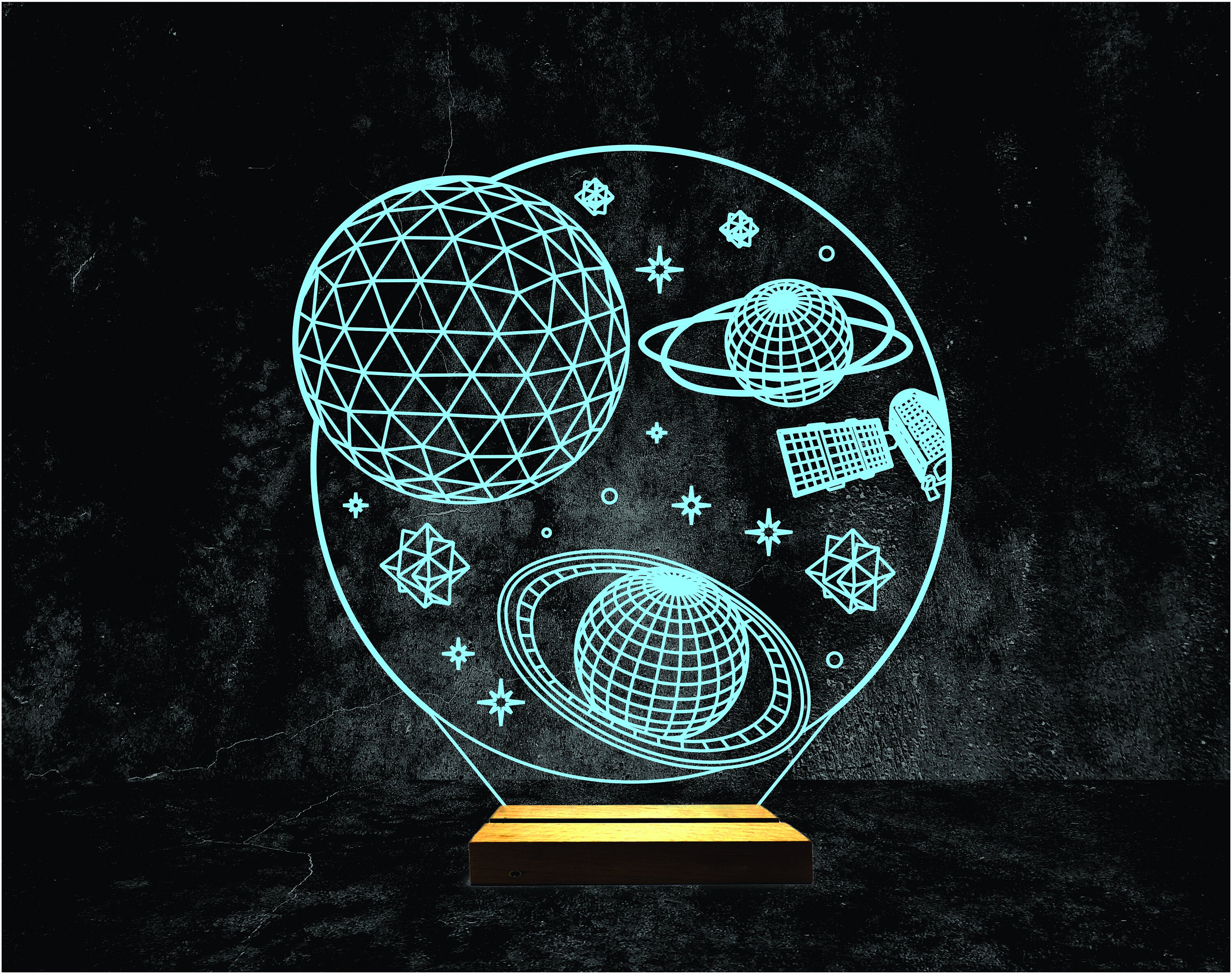pdf ai dxf BUNNY ON MOON 3D lamp file,3D Table Night Light Acrylic ...