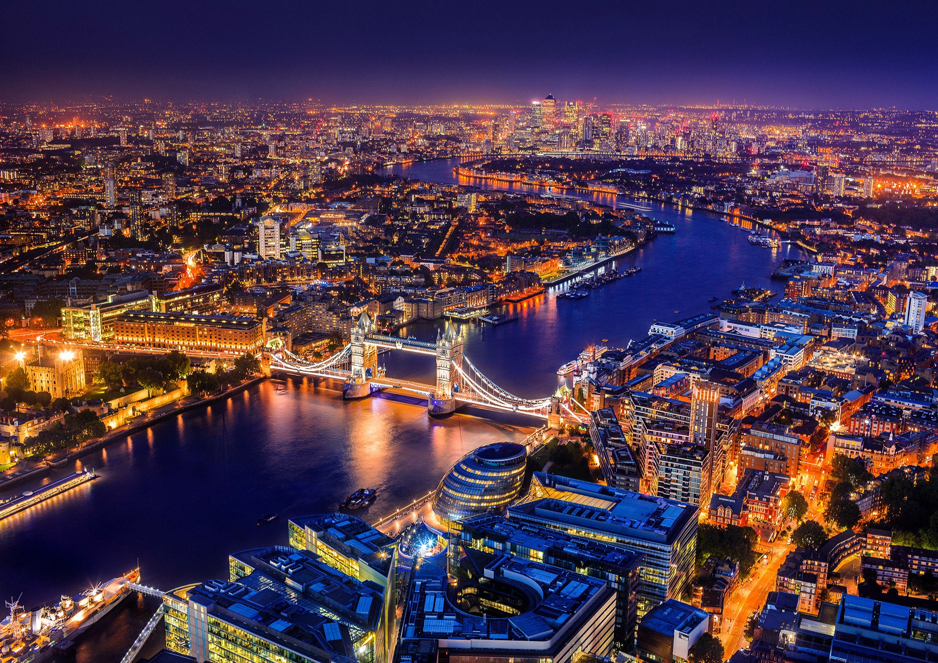 London Skyline at Night Fine Art Photo Print, London Travel Photography ...