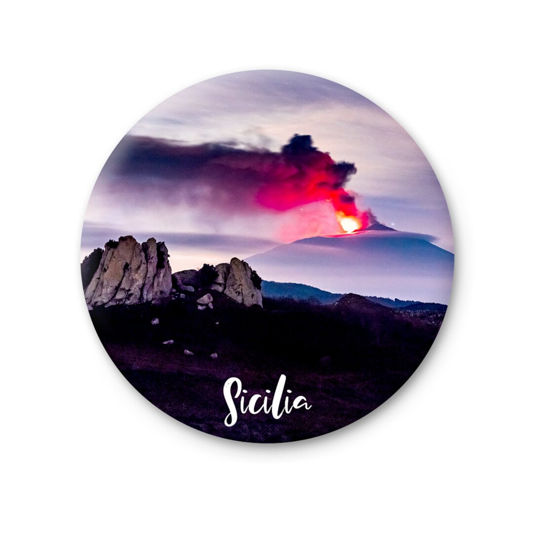 Etna Muntagna Eruption Sicily Fridge Magnet, Unique Travel Fridge ...
