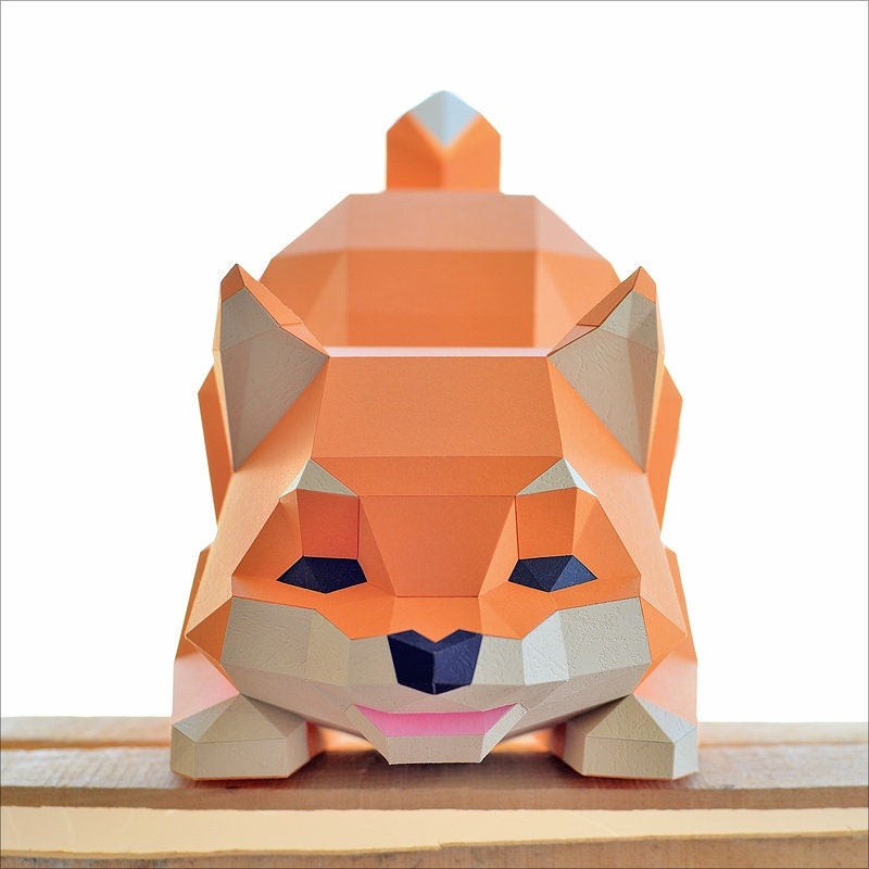 Shiba Inu Papercraft,low Poly Shiba Inu, Papercraf Shiba Inu, Dxf ...