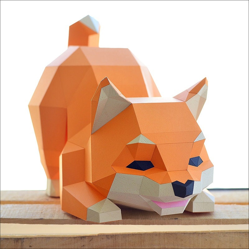 Shiba Inu Papercraft,low Poly Shiba Inu, Papercraf Shiba Inu, Dxf ...