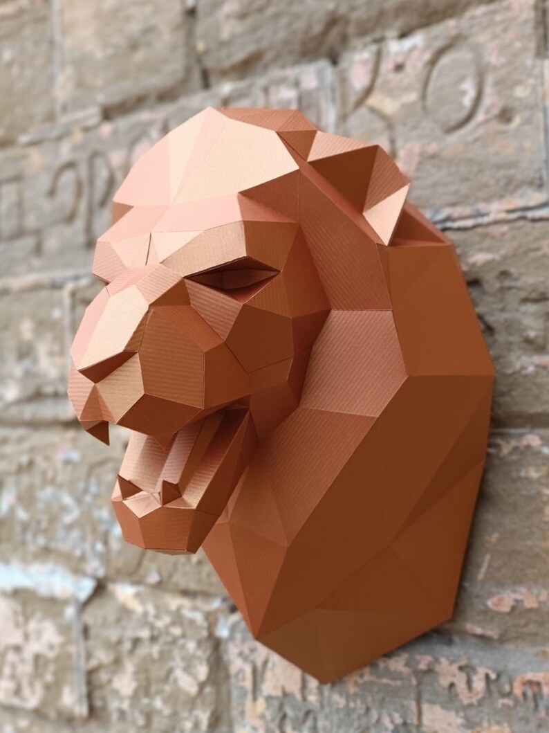 Papercraft Lion,low Poly Lion, Papercraf Lion, Dxf, Handmade, Animal ...