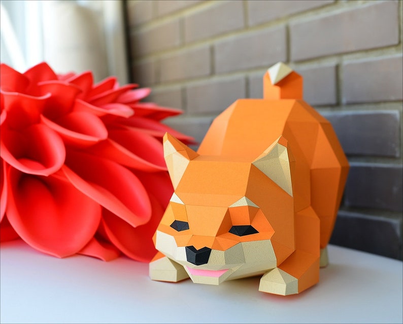 Shiba Inu Papercraft,low Poly Shiba Inu, Papercraf Shiba Inu, Dxf ...