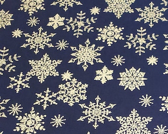 Black and Gold Christmas Snowflake Cotton Fabric - Etsy
