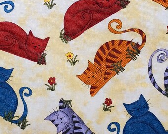 Colorful Cats Fabric - Etsy