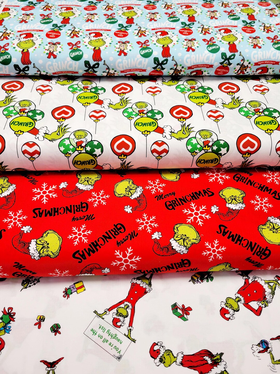 How the Grinch Stole Christmas Cotton Fabric. 4 Prints to Choose From ...