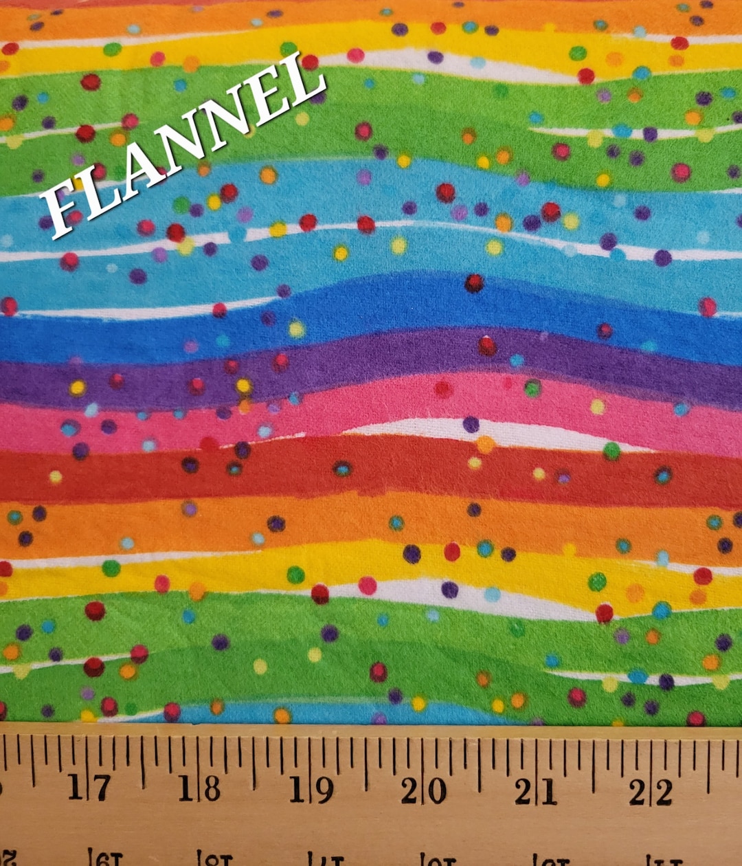 Flannel--multicolored Rainbow/dots Cotton Flannel From A. E. Nathan ...