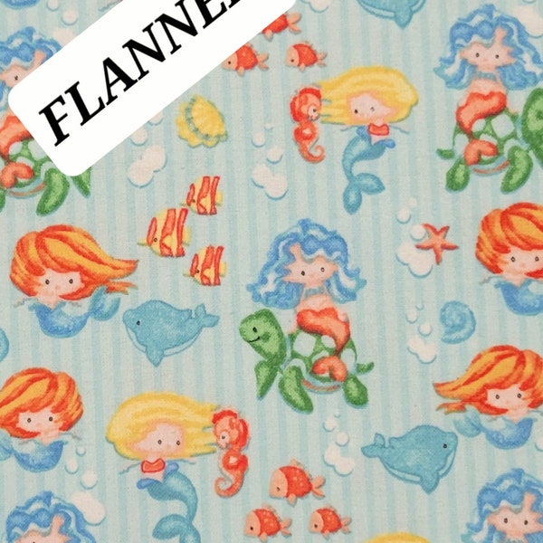 Flannel Mermaid Fabric - Etsy