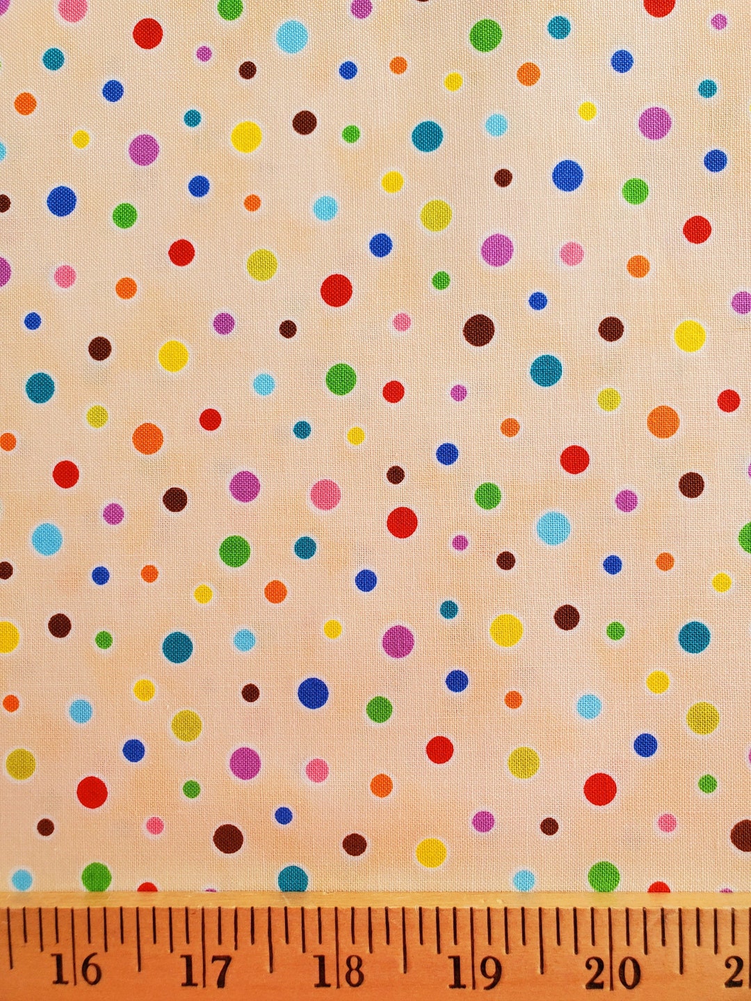 Multi-colored Polka Dot on Cream Cotton Fabric From Elizabeth's Studio ...