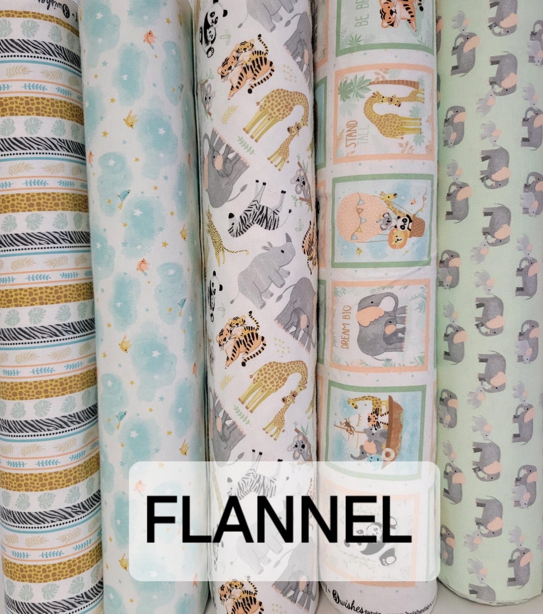 Tiny Tots Cotton FLANNEL by Lisa Perry for 3 Wishes Fabrics. 5 Prints ...