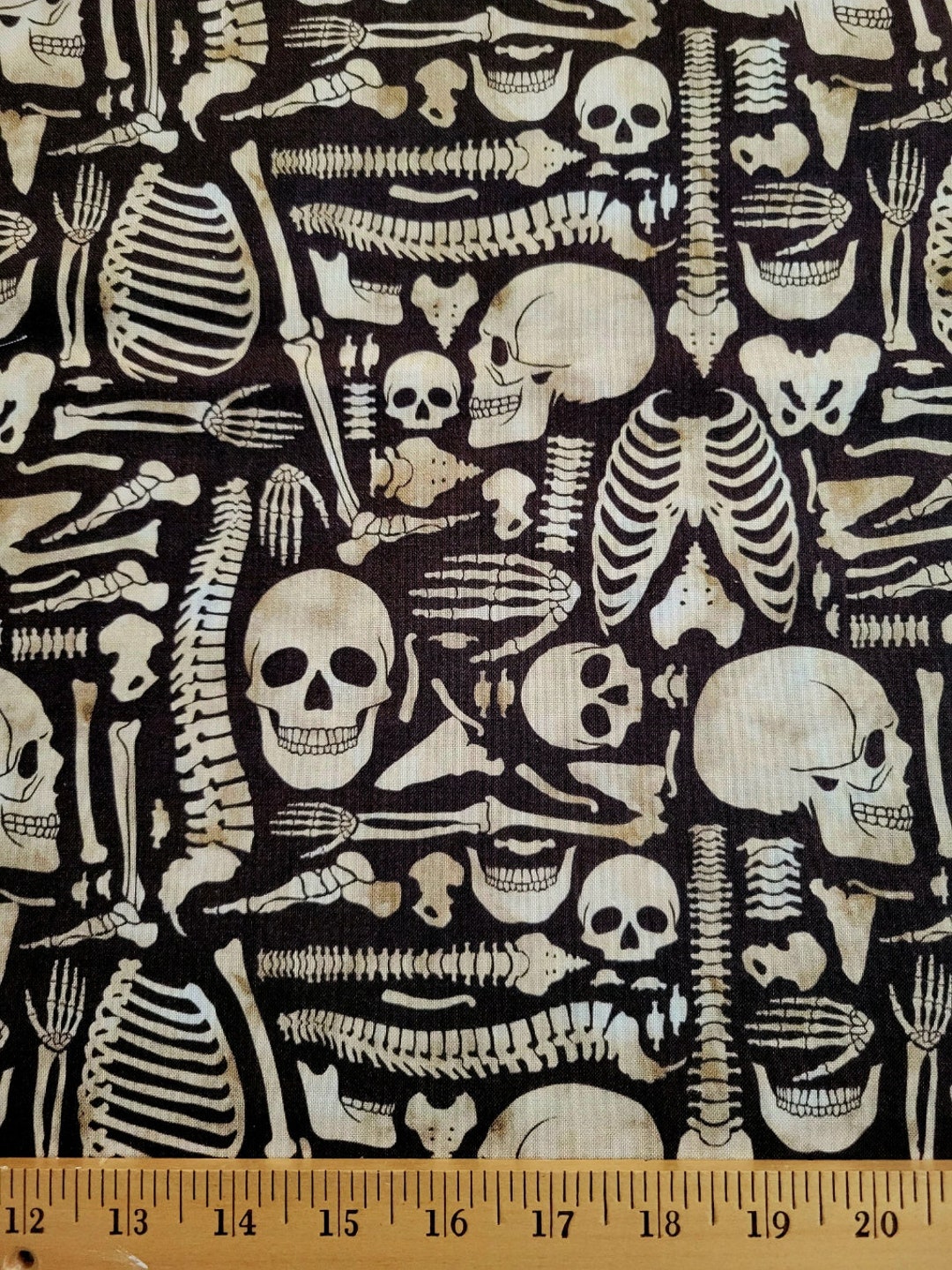 Boney Yard Skeleton Bones Cotton Halloween Fabric From Springs Creative ...