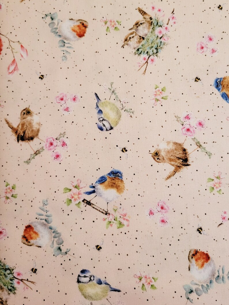 Bramble Patch Spring Bird Pastel Speckled Cotton Fabric by - Etsy