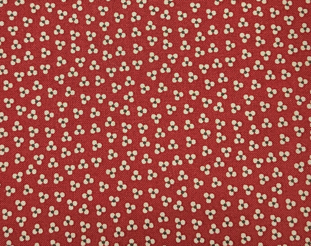 Material Madders Trifoil Brick Red Reproduction Print Cotton Fabric by ...