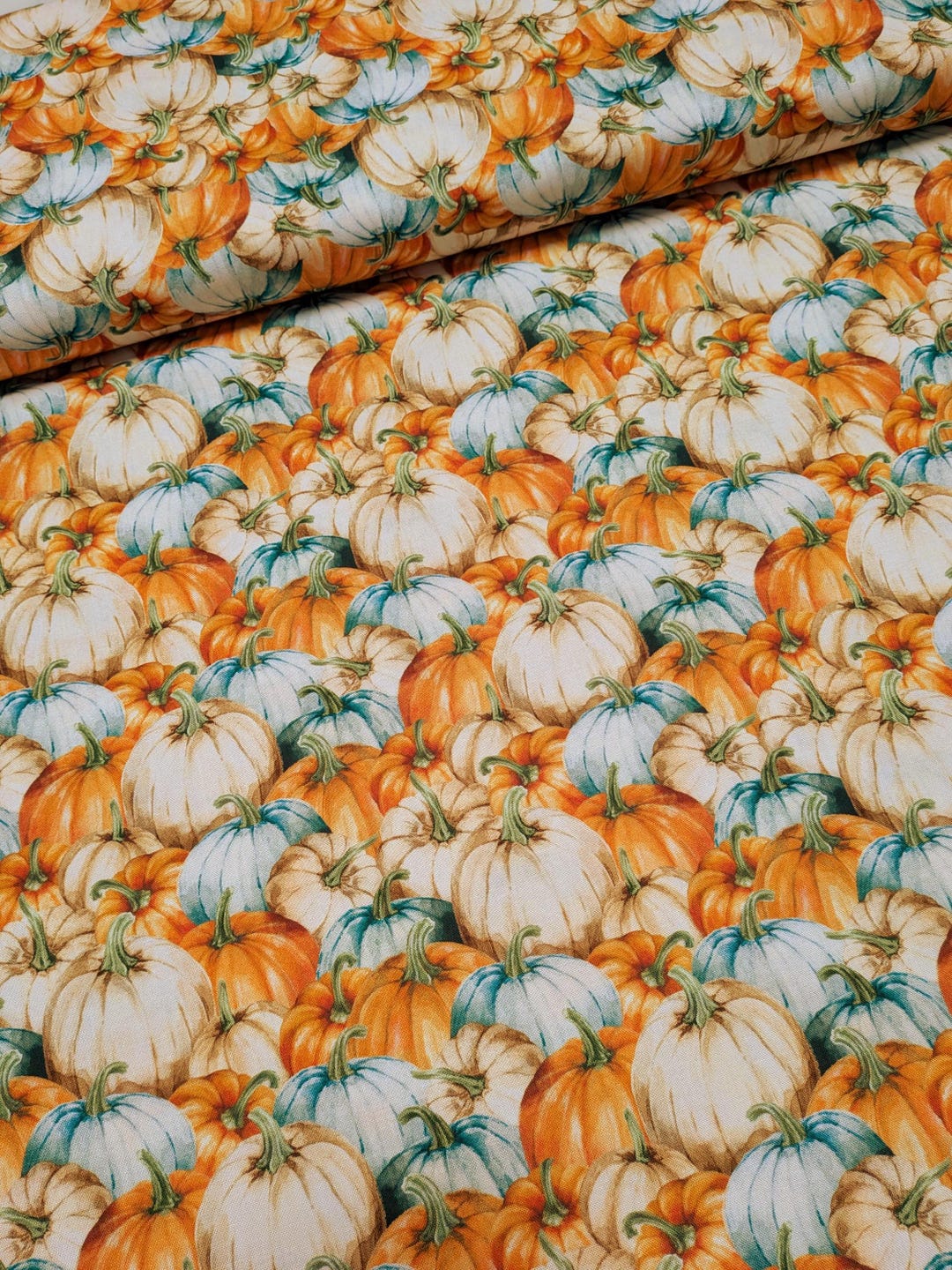 Autumn Days Packed Pumpkins Fall Cotton Fabric by Courtney Morgenstern ...