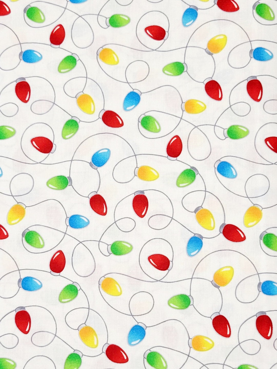 Holly Jolly Lights on White Cotton Country Christmas Fabric by Benartex ...