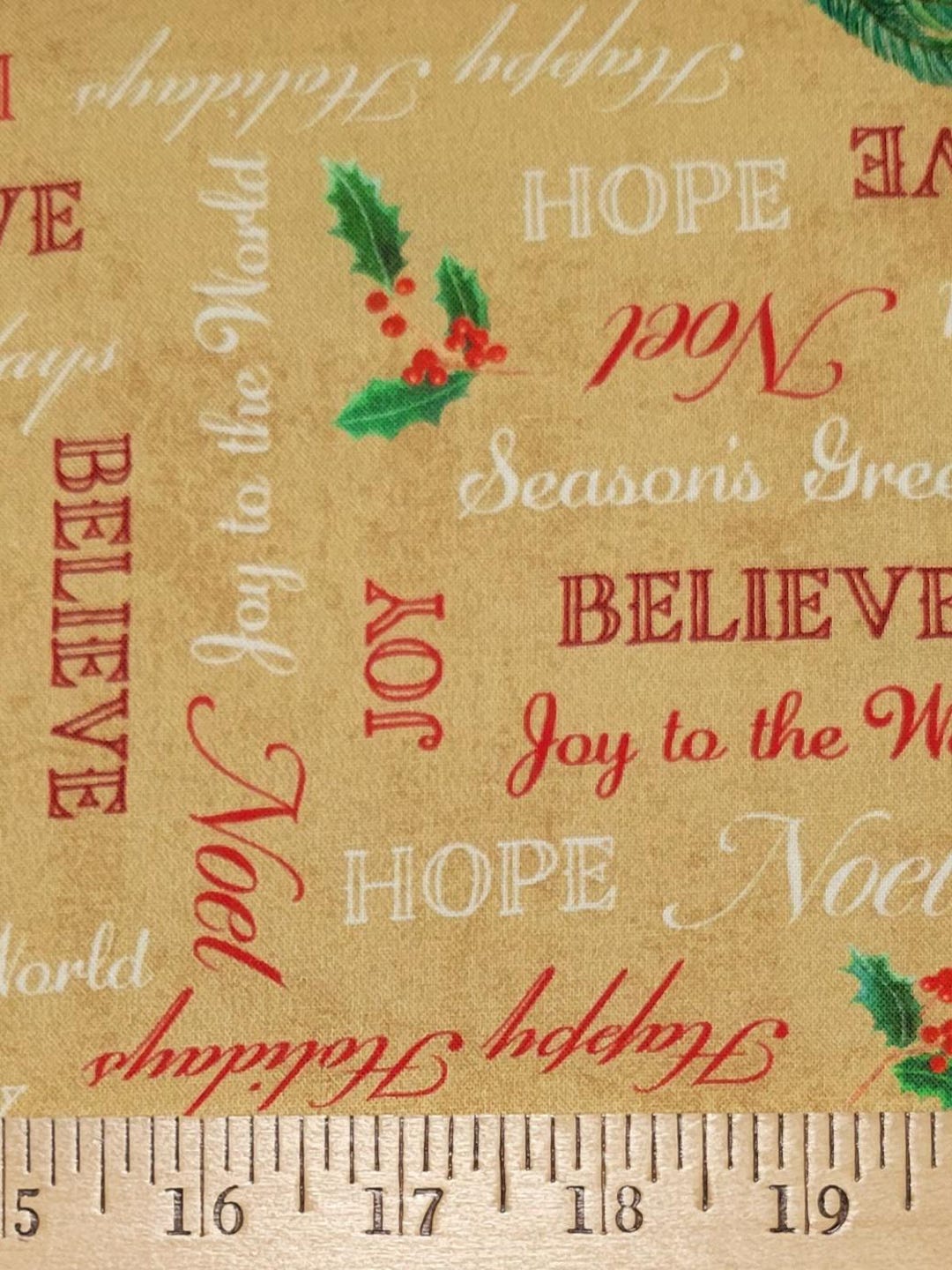 Holiday Splendor Champagne Glad Tidings Cotton Christmas Fabric by ...
