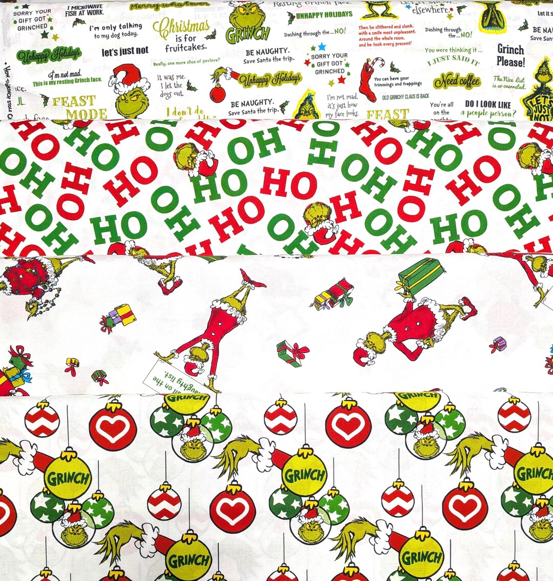 How the Grinch Stole Christmas Cotton Fabric. 4 Prints to Choose From ...