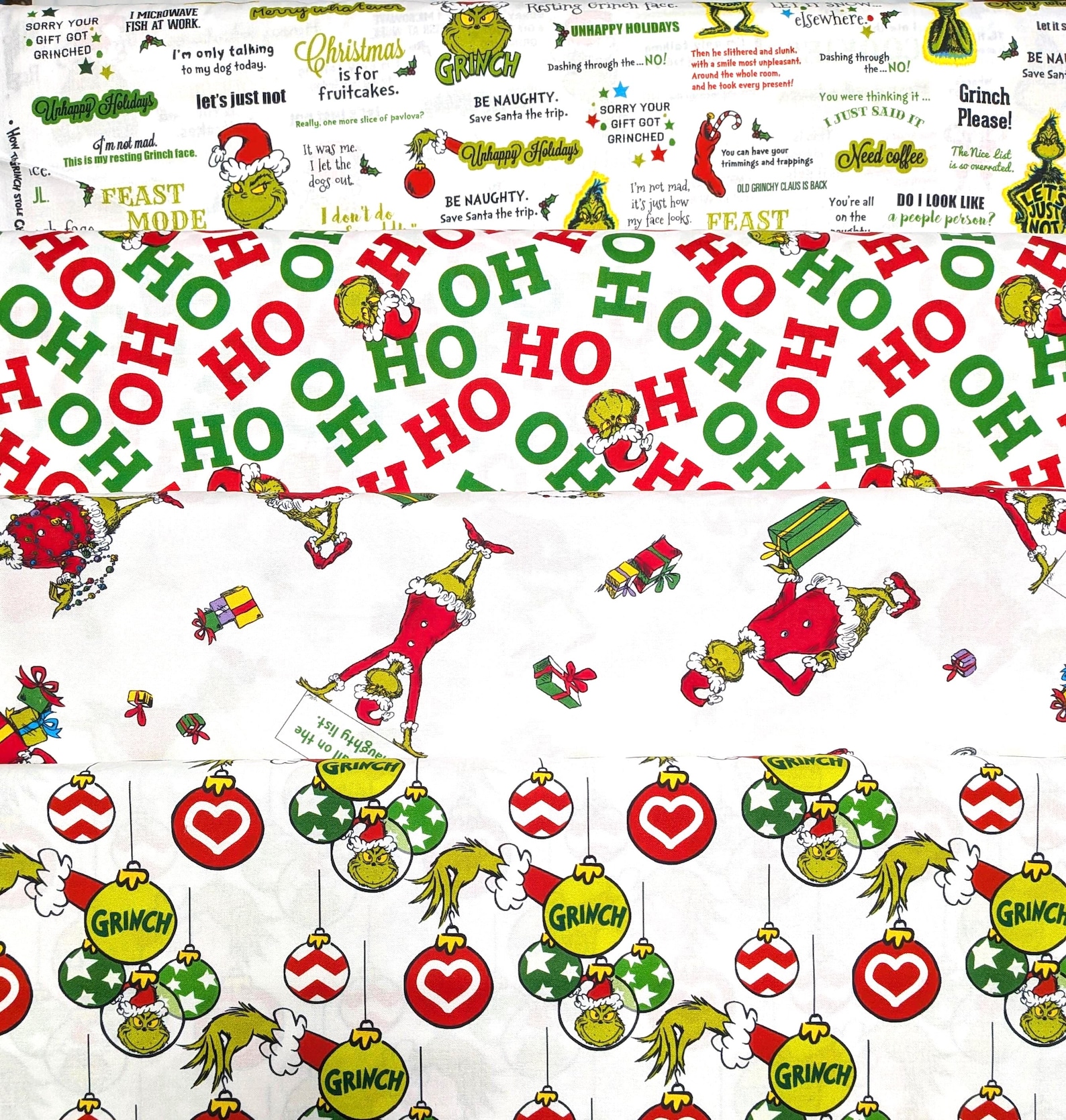 How the Grinch Stole Christmas Cotton Fabric. 4 Prints to Choose From ...