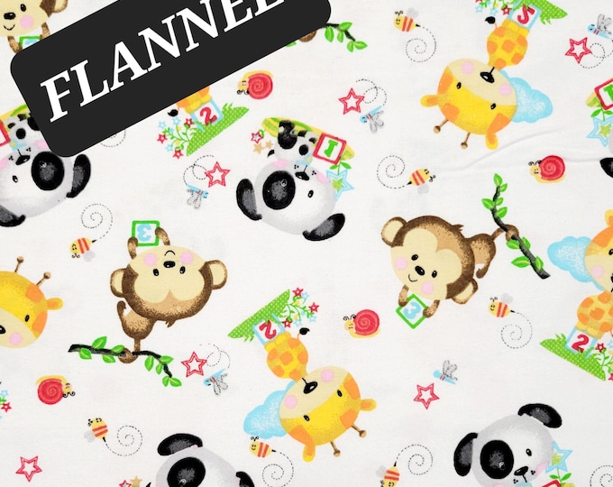 FLANNEL: Adorable Animals Playing With Blocks Comfy Cotton FLANNEL by A ...