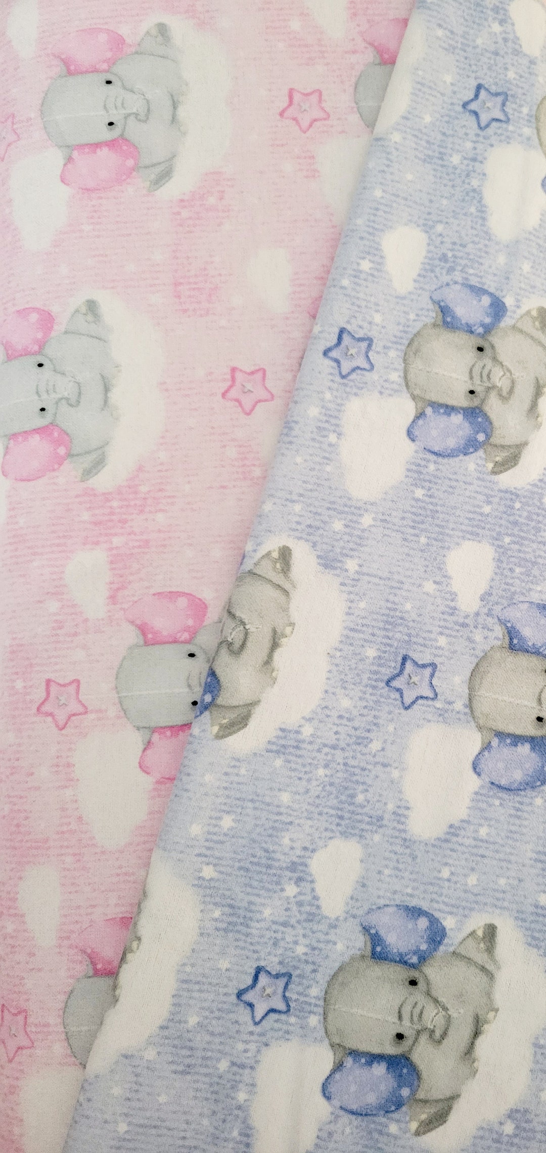 Comfy Cotton Kids Print FLANNEL Adorable Blue OR Pink With Gray ...