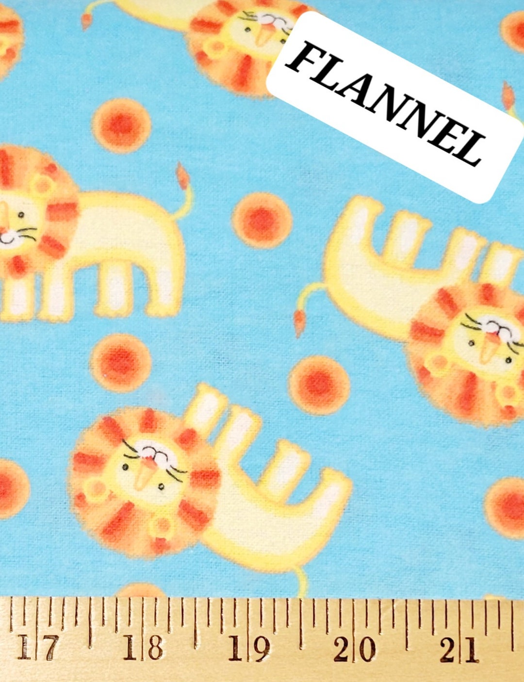 FLANNEL: Lion on Blue Comfy Cotton FLANNEL Fabric From A.E. Nathan ...