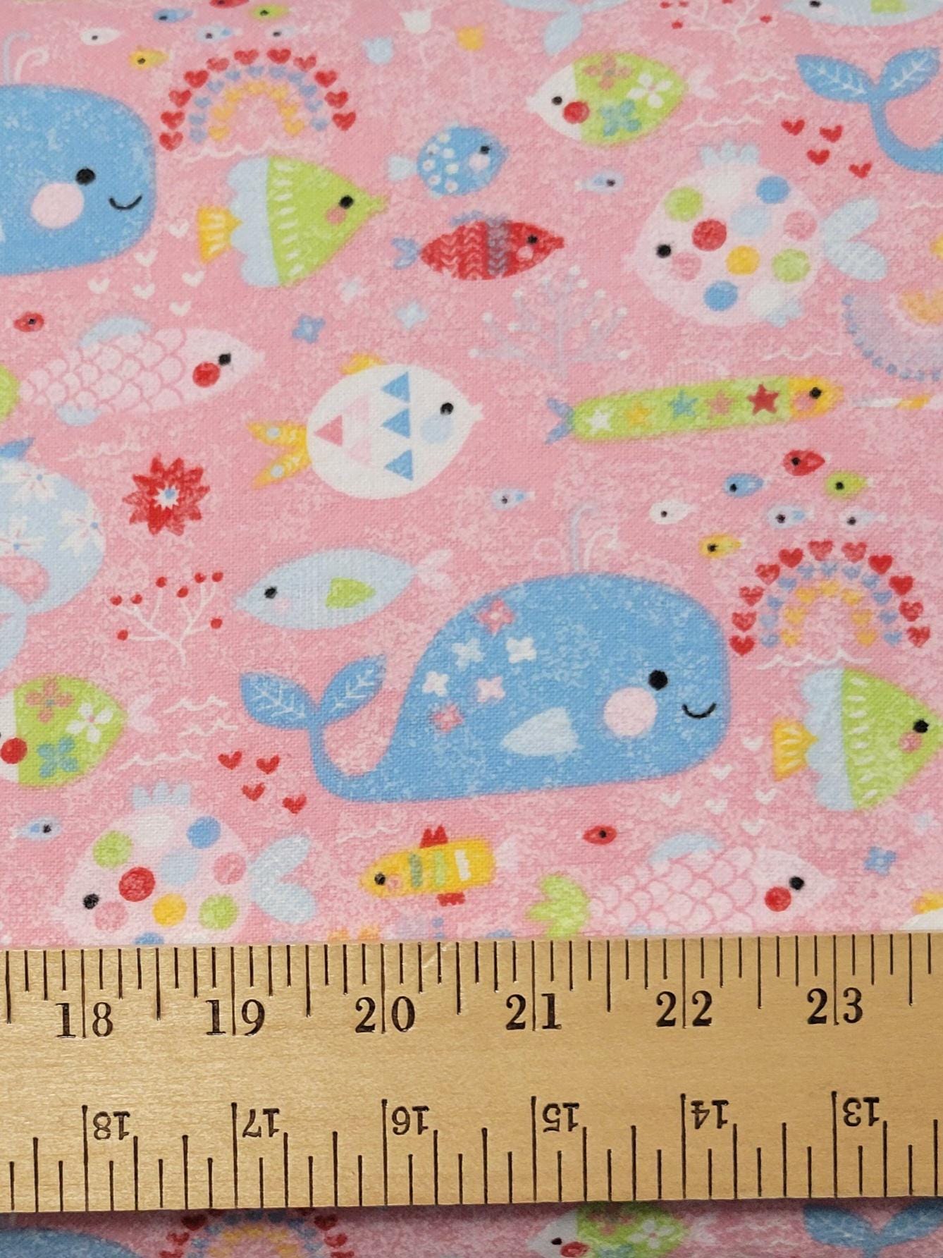 Fun Flannels Rainbow Fish/pink Cotton FLANNEL From Oasis Fabrics ...