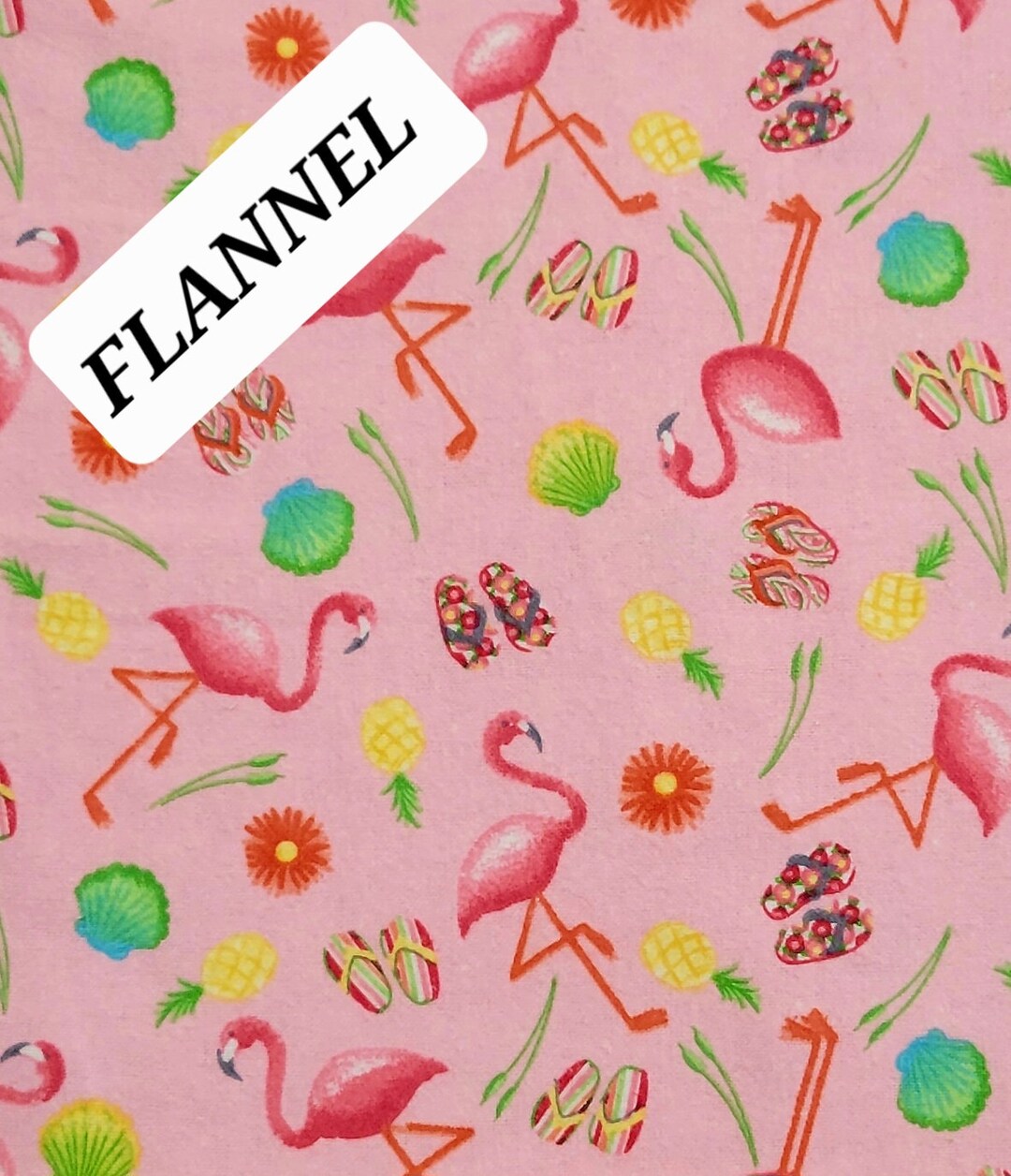 Pink Flamingo Summer Fun Comfy Cotton FLANNEL by A. E. Nathan. Quilting ...