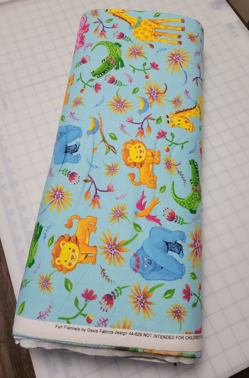 Jungle Animals Fun FLANNEL in Cotton by Oasis Fabrics. Lightweight ...