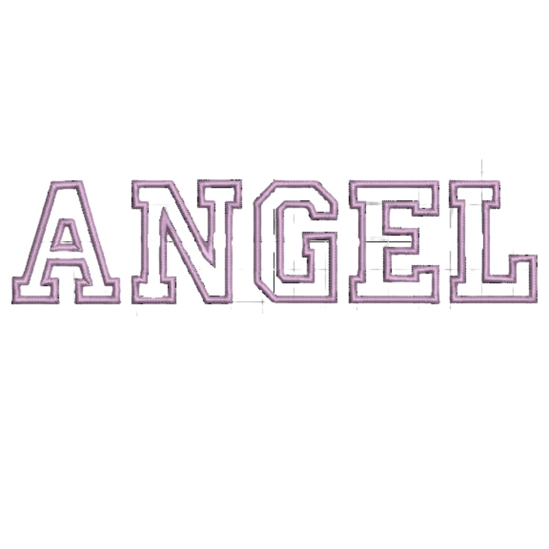 Angel Word Outline Embroidery Machine Design Format Pes. Exp. Jef. Dst ...