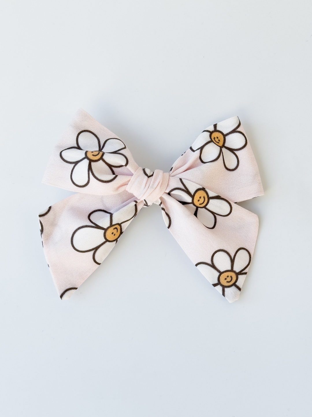 Large 4 Inch Smiley Daisy Hair Bow -hairbow, Pink Bow, Light Pink Bow ...