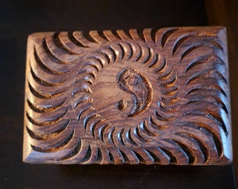 Hand Carved Yin Yang Wooden Box Keepsake Jewelry Storage - Etsy